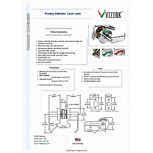 VIZILOK Privacy Indicator Lock and Lever C3FK, Large in-USE or Vacant Indicator, Durable ANSI GRADE2 comp, Perfect for Public restrooms Including Restaurants, Hospitals, Medical Offices. Satin Chrome