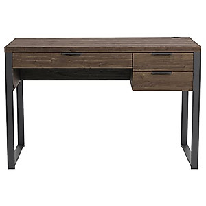 Coaster Furniture Pattinson 3-Drawer Aged Walnut and Gunmetal Writing Desk 47.25" W X 23.5" D X 30" H 803370