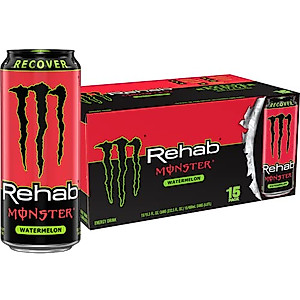 Monster Rehab Watermelon + Energy, Energy Drink, 15.5 Ounce (Pack of 15)