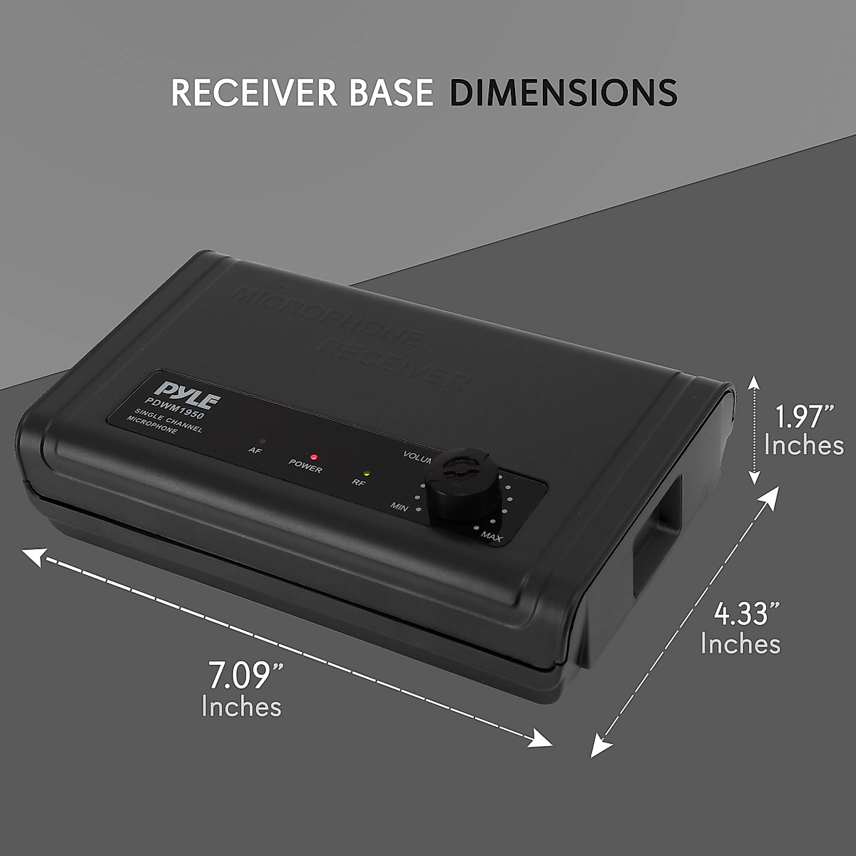 PYLE Compact UHF Wireless Microphone System - Pro Portable Single Channel Desktop Digital Mic Receiver Set w/ 1 Handheld Mic, Receiver Base, USB Cable, Battery, for Home, PA, Karaoke, DJ PDWM1950