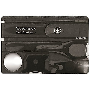 Victorinox Swiss Card Lite Swiss Army Knife, 13 Function Swiss Made Pocket Knife with Magnifying Glass LED and Tweezers - Sapphire