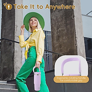 VUSIGN 30 oz Tumbler with Handle and Flip Straw, Stainless Steel Vacuum Insulated Water Bottle Travel Mug Thermal Cup for Home, Office, Car, Outdoors, Sports, Orchid