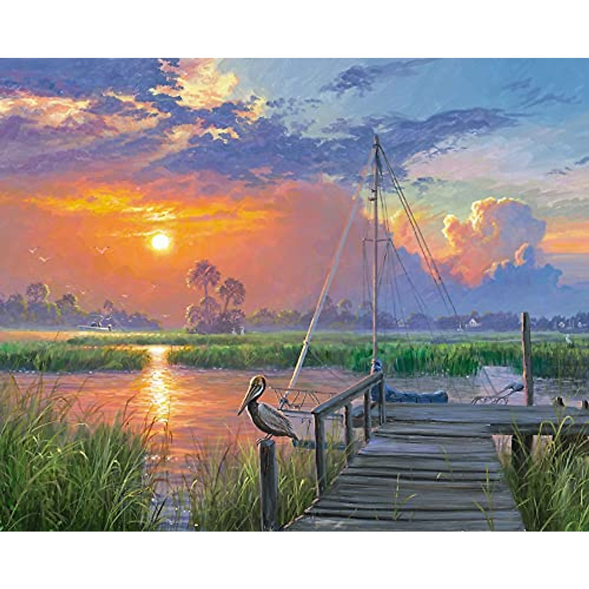 David Textiles Inlet Solitude with Sunset Panel 36 X 44 Inch Cotton Fabric