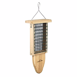 Kettle Moraine Cedar Double Suet Cake Tail Prop Suet Bird Feeder with Hanging Cable