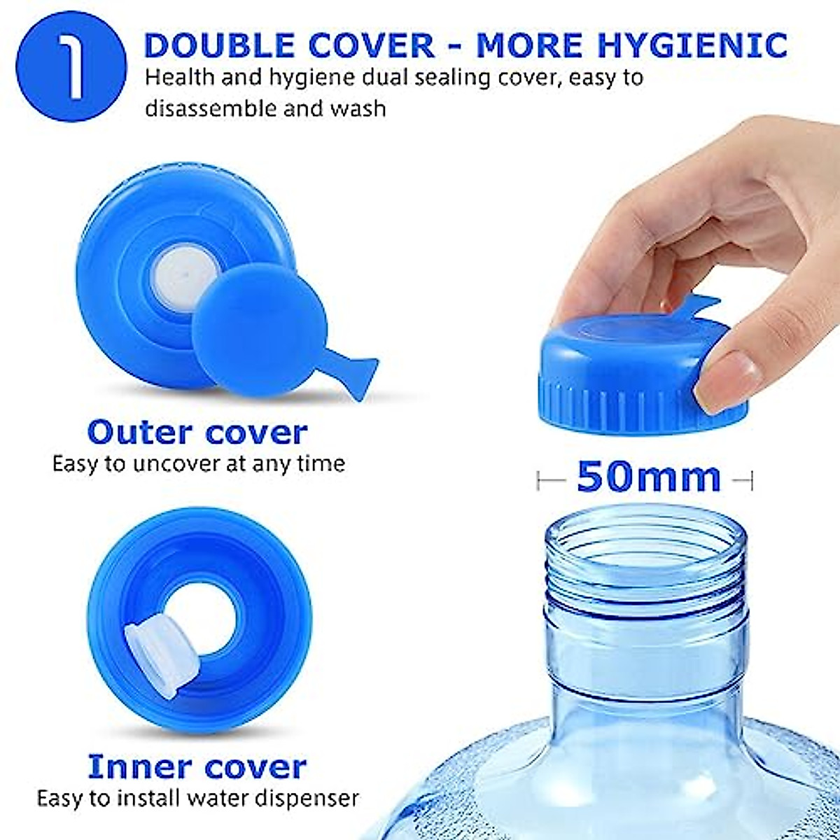 Toddmomy 5Liters Water Jug Plastic Crown Cap Reusable Water Bottle Water Storage Bucket with 2 Cap 5 Liters Water Container Camping Water Tank Barrel for Outdoor Home