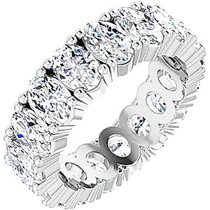 Moissanite World Touch of Paradise Bold Eternity Wedding Band, Oval Cut 17 Carat, VVS1 Clarity, Colorless Moissanite, 925 Sterling Silver, Engagement Ring, Wedding Gift, Perfact for Gift (10.5)