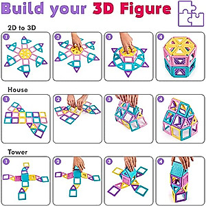 Magnetic Tiles for 3 4 5 6 7 8+ Year Old Boys Girls Magnetic Blocks Building Set for Kids Ages 3-6, Creativity and Educational Construction Toys for Toddlers 3-5 Christmas Birthday Gifts Toys-117PCS
