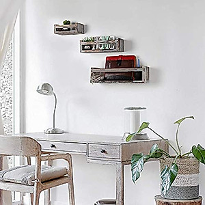 DOCMON Floating Shelves Set of 3, Wall Floating Shelf, Wall Nursery Shelves-Log Wall Mount Shelf for Bathroom Bedroom Living Room Kitchen Office and More