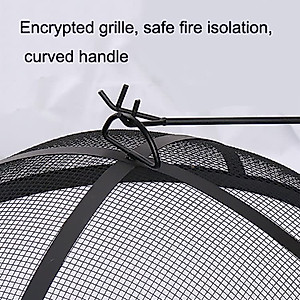 MCNUSS 30in Garden Fire Pits, Outdoor Steel Fire Pit with Spark Screen,Black Stainless Steel Construction Portable Campfire, Backyard and Patio Firepits