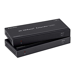 Monoprice 4K Pro HDBaseT Extender Kit - 120 Meters (394 Feet) HDR, 18Gbps, 4K@60Hz, YCbCr 4:4:4, HDCP 2.2, PoC, RS-232, HDMI Loop Out and Bidirectional IR - Blackbird Series