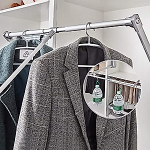 Closet Clothes Rail Drop-Down Wardrobe Hanging Rail, Adjustable Wall-Mounted Wardrobe Slide Rail Soft Reset, Saving Space, Bearing 30KG (Size : 600-830mm)