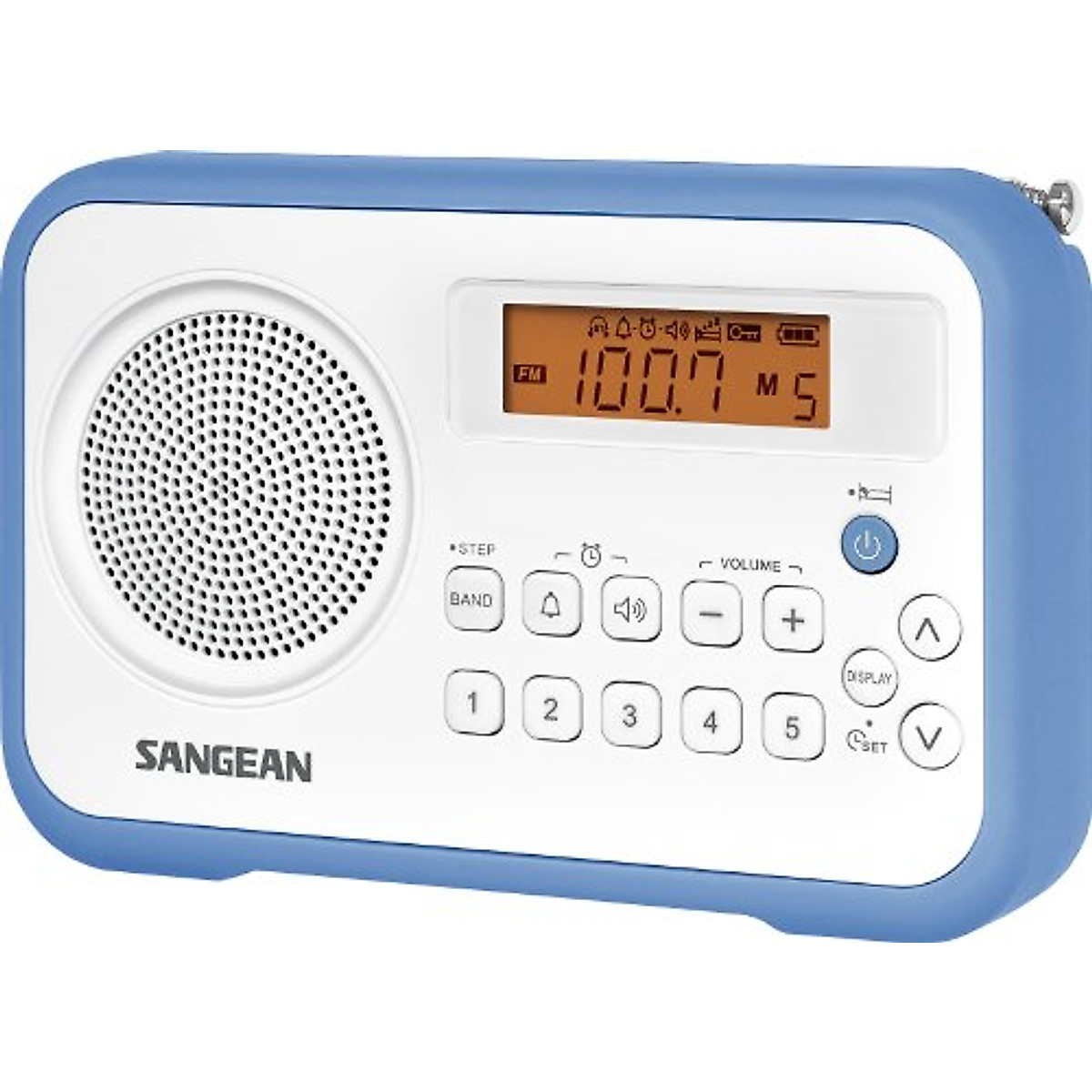 Sangean PR-D18BU AM /FM / Portable Digital Radio with Protective Bumper (White/Blue)