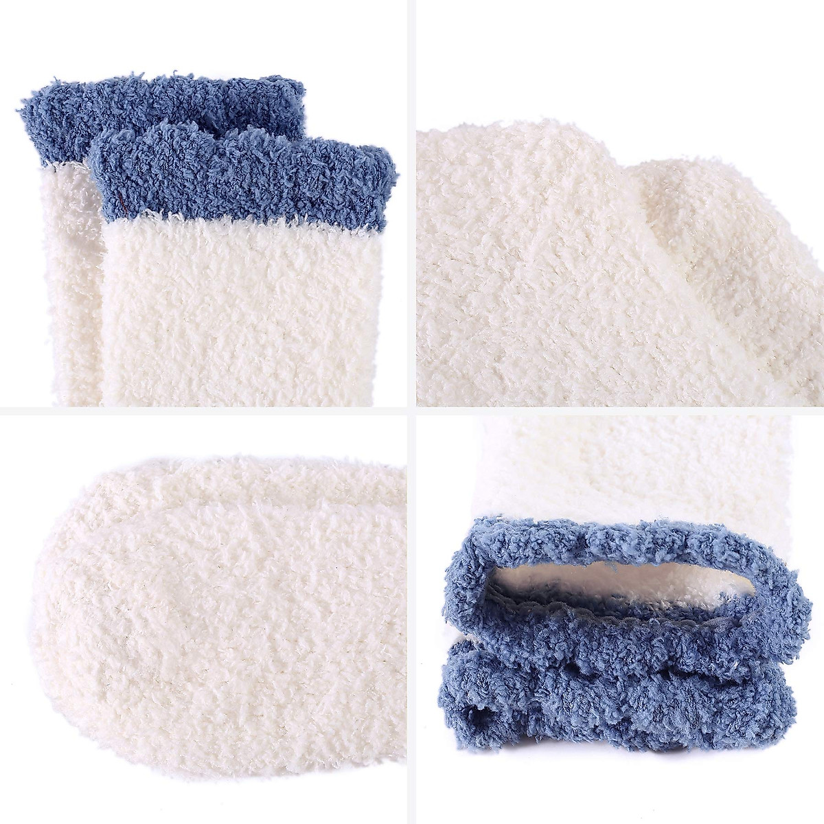 Zando Women's Fuzzy Socks Winter Warm Slipper Socks Super Soft Fluffy Socks Thick Microfiber Sleeping Sock Cozy Plush Socks for Girls 7/Patchwork One Size