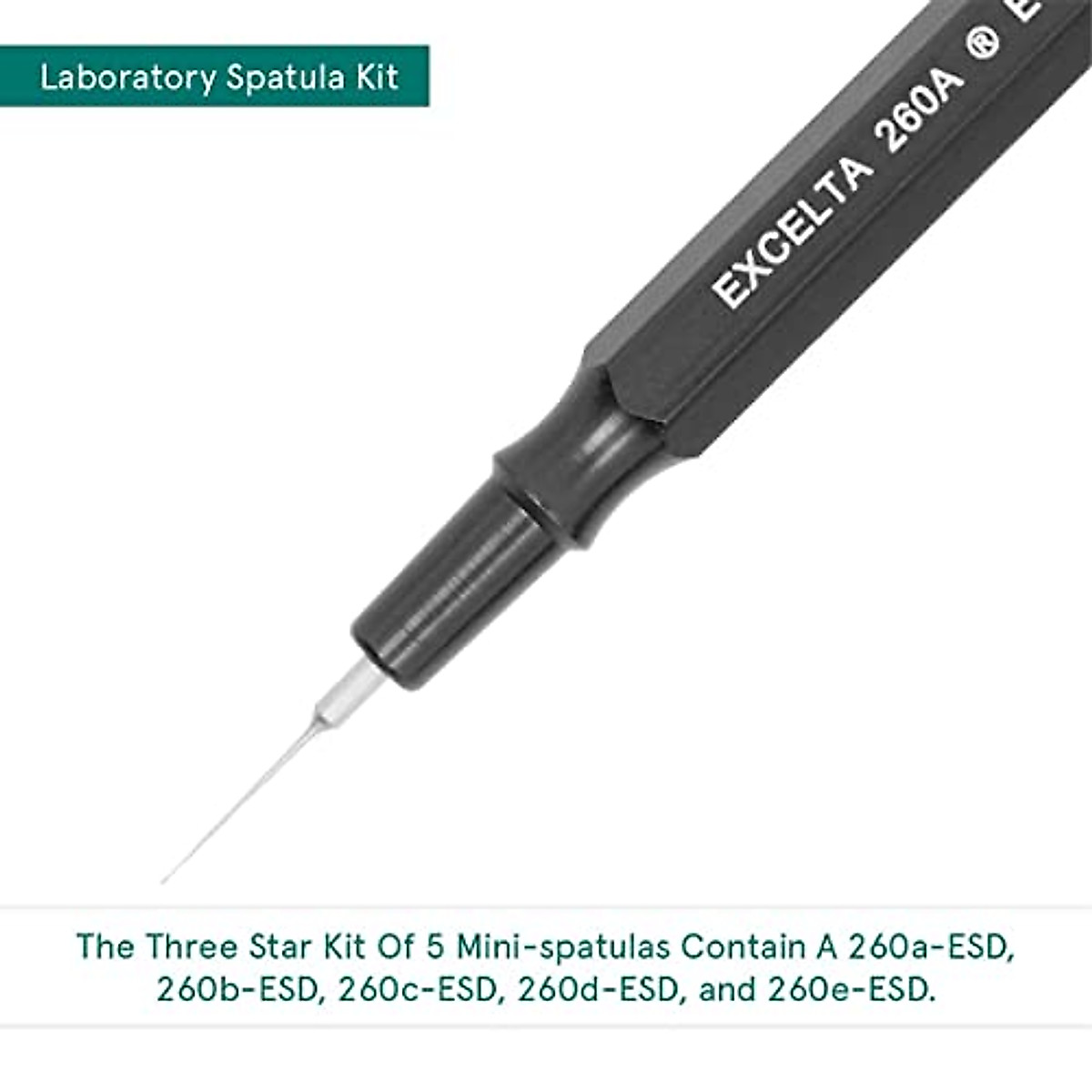 Excelta 260K-ESD Mini Spatula, Straight Aluminum Handle Spatula, Three Star, Stainless Steel, 0.25" Height, 0.25" Wide, 2.5" Length