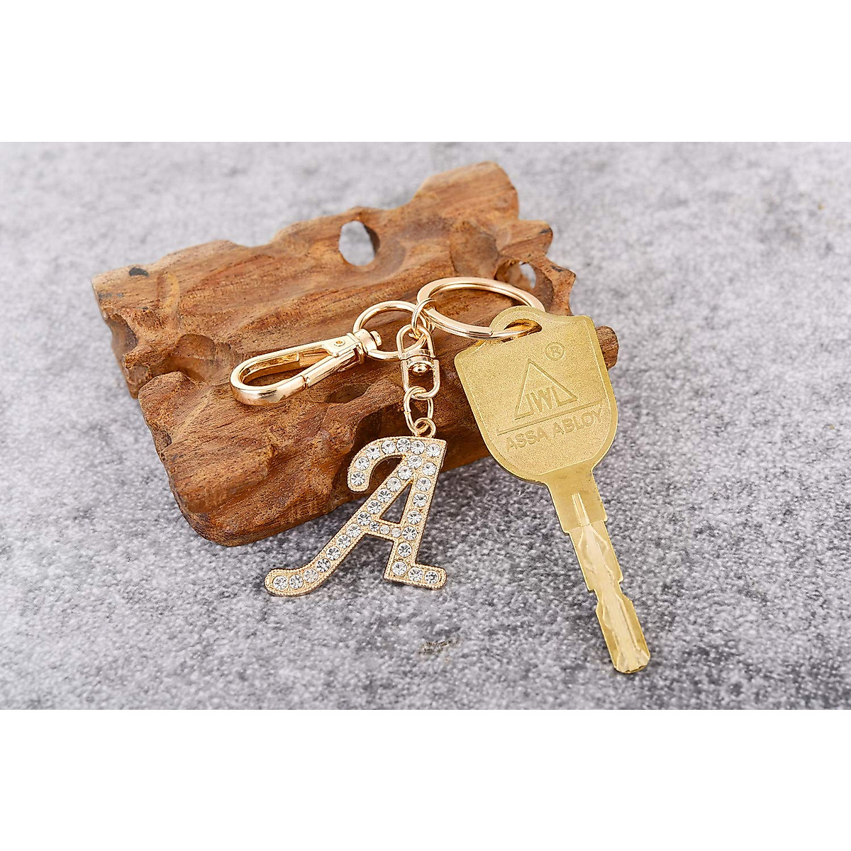 AlphaAcc Keychain for Women Purse Charms for Handbags Crystal Alphabet Initial Letter Pendant with Key Ring,Letter A