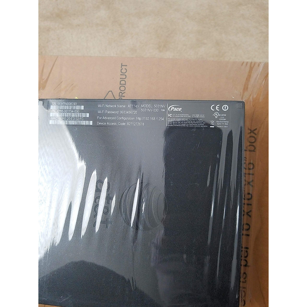 uverse Modem 5031nv Main Unit Power Cord Stand/Mount and Data Cable