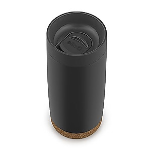 Ello Cole 16oz Vacuum Insulated Travel Coffee Mug with Leak-Proof Slider Lid and Built-in Coaster, Keeps Hot for 5 Hours, Perfect for Coffee or Tea, BPA-Free Tumbler, Black