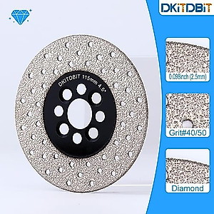 Diamond Tile Cutting Grinding Wheel, 4-1/2inch Disc Blade for Angle Grinder to Cut Grind Polish Porcelain Ceramic Marble Stone, with Dual Diamond Coverage and 5/8-11 Arbor Adaptor, Durable Efficient