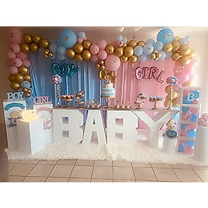 DIY 135PCS Gender Reveal Balloon Garland kits Chrome Metallic Latex Balloons 18/10/5inch Pearl Balloons for Birthday Party Celebration Wedding Gender Reveal He or She Boy or Girl (Pink Blue Gold)