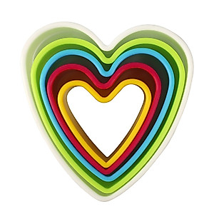 AKOAK 1 Set of 5 Pcs Heart-Shaped Cookie Cutters, Food Grade Plastic Different Size,Multi-color and Random