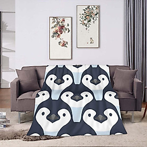 Throw Blanket 60x80 Inch,Bird Christmas Penguins Winter Flannel Soft Cozy Fluffy Throw Blankets and Warm Throws for Adults in Couch Sofa Bed 80x60 Inch