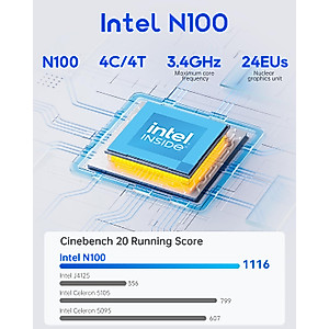 AOOSTAR R1 Intel N100 Mini PC 4C/4T,Support 40T(2 * 20T) 2-Bay Storage, 3-in-1 Mini PC 16GB DDR4 512G NVME SSD Windows 11 PRO WiFi 6 Dual 2.5G LAN Soft Router HTPC