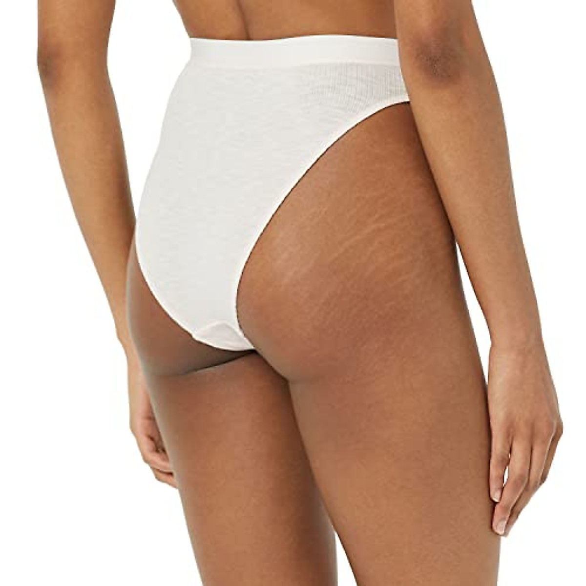 Amazon Essentials Women's Ribbed High Waist Tanga Brief, Pack of 4, Brown/Pale Pink/Green, X-Small