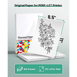 Itari US Letter Thermal Paper for M08F-Letter Portable Printer, Multipurpose Thermal Paper for Picture, Homework, Contract, 8.5" x 11" Size, 100 Sheets