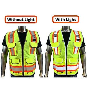 REXZUS A Reflective Safety Vest For mens Class 2 Heavy Woven Two Tone Engineer Hi Viz Safety Vest 3M Tape (Yellow, Medium)