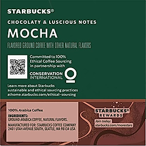 Starbucks Flavored Coffee K-Cup Pods, Mocha Flavored Coffee, Made without Artificial Flavors, Keurig Genuine K-Cup Pods, 10 CT K-Cups/Box (Pack of 1 Box)