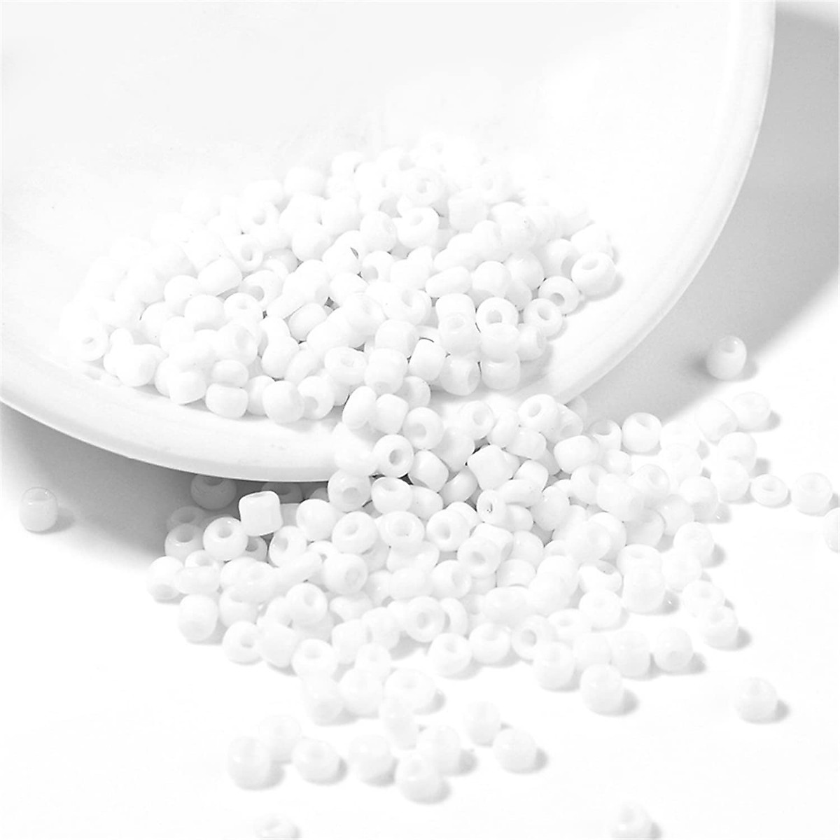Auvoau 3mm Glass Seed Seed Beads Opaque White About 5000pcs/150Grams 8/0 Small Craft Beads for DIY Bracelet Necklaces Craft Jewelry Making Supplies