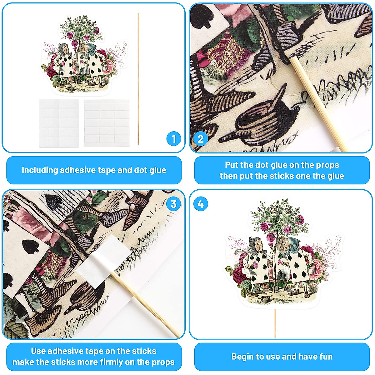 Alice Tea Party Photo Booth Props Party Photobooth Props and Signs Decorations Supplies for Mad Hatter Party Birthday Afternoon Tea Baby Shower Garden