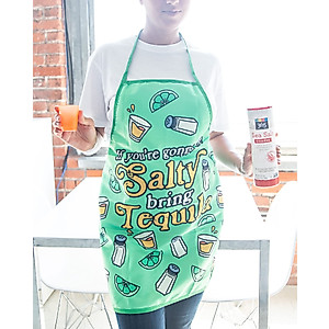 Crazy Dog T-Shirts If You're Gonna Be Salty Bring Tequila Apron Funny Drinking Margarita Kitchen Smock Funny Graphic Kitchenwear Cinco De Mayo Funny Food Novelty Cookware Green Apron