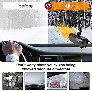 Kqiang 2 In1 Portable Car Heater Defroster,Plug in Defogger & Defroster 12V 150W 360 Degree Rotatable Car Electric Heating Cooling Fan with Suction Cup for Car Windshield for All Cars