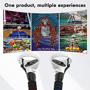 AMVR Gorilla Tag Long Arms Beat Saber Handles for Oculus Quest 2/Quest/Rift S, VR Controller Extension Grip Accessories 2 in 1 Sticks Attachment to Enhance VR Experience, Reinforcement with Tie Wraps