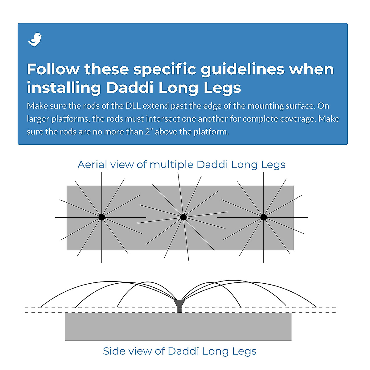 Bird Barrier Daddi Long Legs | 8-Ft Stainless Steel Bird Deterrent for Outside, HVAC, Boat, Docks - Effective Bird Repellent for Seagull, Pigeon, Woodpeckers, Ducks, and Large Birds | Scare Birds Away