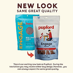 Pupford Beef Tendon Chews for Dogs | Cleans Teeth, Teaches Proper Chewing & Contains Glucosamine to Help Joints | Extra Thick, Long-Lasting, Natural Ingredients, Low Calorie (4 Count)