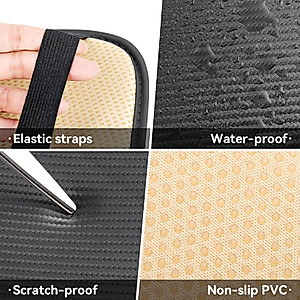 Amiss Car Center Console Pad, Universal Waterproof Car Armrest Seat Box Cover, Car Interior Accessories, Carbon Fiber PU Leather Auto Armrest Cover Protector for Most Vehicle, SUV, Truck, Car (Gray)