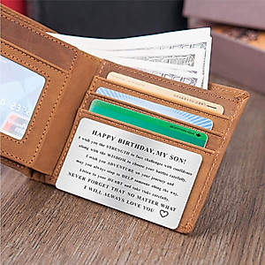 MXRSDF Son Birthday Card - Son Bday Gift - Son Engraved Wallet Card