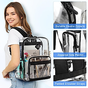 Chase Chic Clear Backpack Stadium Approved Transparent School Backpack Large Heavy Duty See Through Daypack for School Work Travel