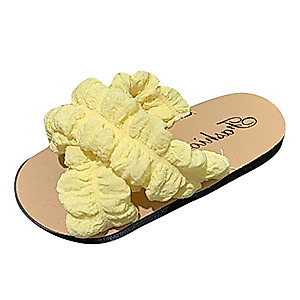 Women Slippers Plaid Soft Bottom Anti Slip Outer Wear with Skirt Versatile Casual Girls Beach Girls Lime Slippers (Yellow, 3.5-4 Years Toddler)