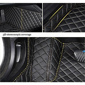 LIODOR Custom All-Weather Protection Leather Car Floor Mats for Cars Sedan SUV Sports Car Waterproof Floor Mat (3D Black red)