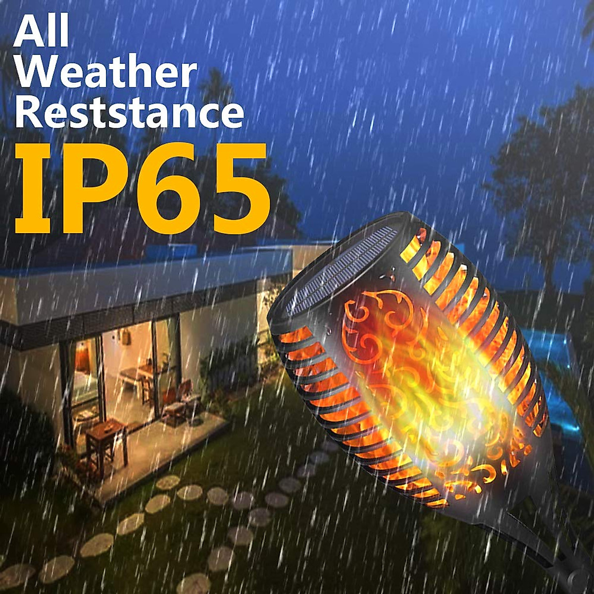 Solar Lights,Waterproof Flickering Flames Torches Lights Outdoor Solar Light Landscape Decoration Lighting Dusk to Dawn Auto On/Off Security Torch Light for Pathway, Patio, Yard, Garden (2 Packs)