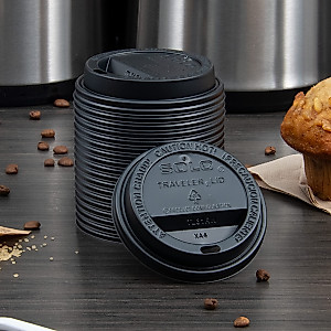 Solo TL38B2-0004 Black Traveler Plastic Lid - For Solo Paper Hot Cups 1000 Count (Pack of 1)
