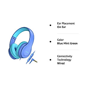 NIVAVA K15 Foldable Wired Headphones with Microphone for School Kids with Share Port 85dB/94dB Safe Volume Limit, Boys Girls for Travel Plane Tablet Kindle