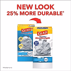 Glad ForceFlex MaxStrength Tall Kitchen Drawstring Trash Bags, 13 Gallon, Fresh Clean Scent with Febreze Freshness, 34 Count