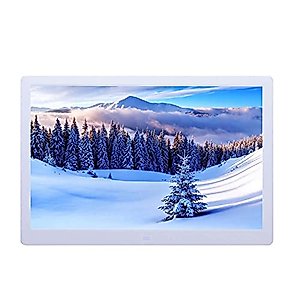 Ultra-Thin 15-inch Electronic Photo Frame Ultra-Narrow Frame Electronic Photo Album Video Player Advertising Player (Color : White)