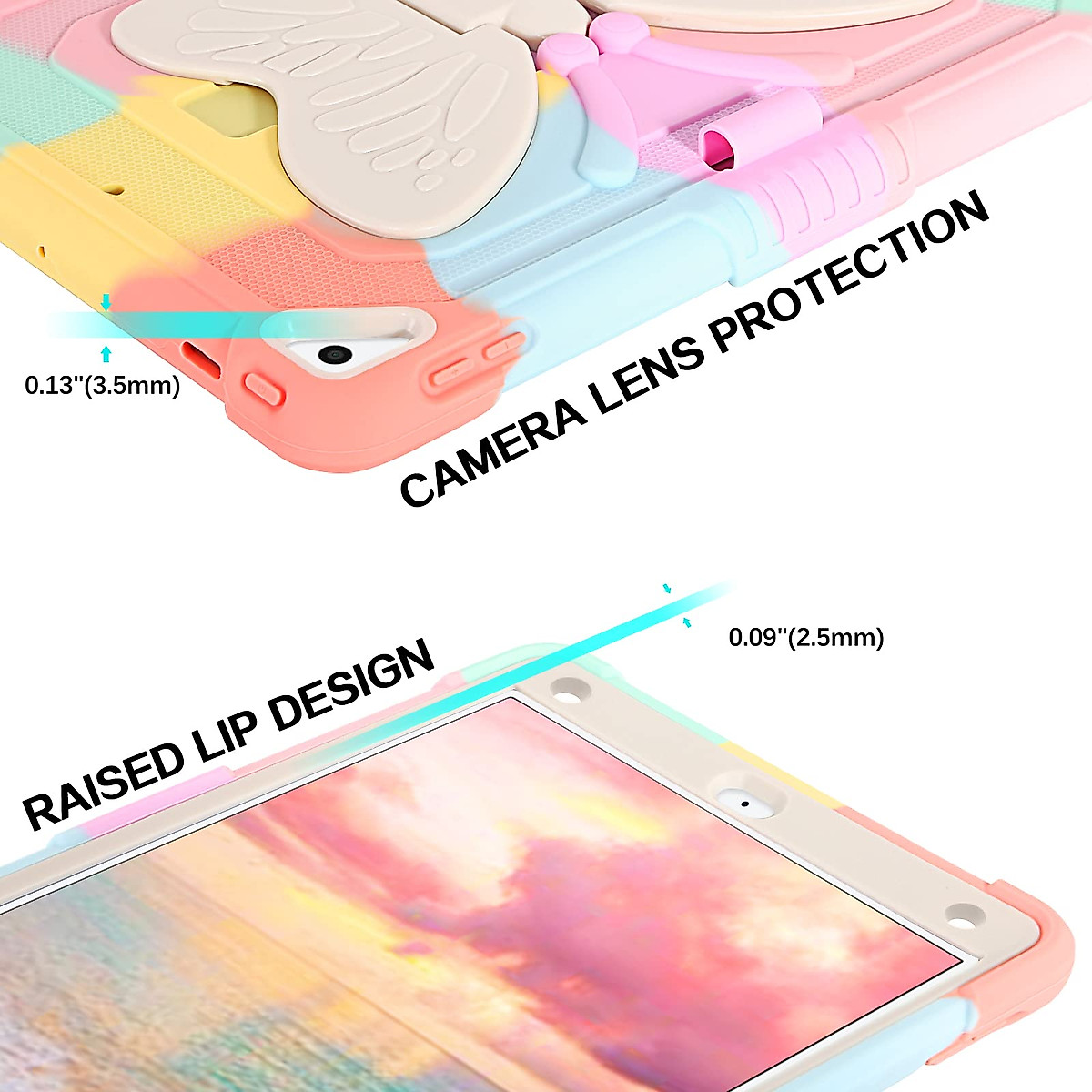 VENINGO iPad Air 2 & iPad 9.7 2017/2018 & iPad Pro 9.7 Case, iPad 5th/6th Generation Case, 2 in 1 Rugged Full Body Shockproof Protective Girls Women Tablet Cover with Stand Pen Holder, Colorful Pink