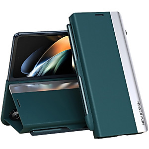 Ephoou Compatible with Samsung Galaxy Z Fold 5 Phone Case with S Pen Slot and S Pen Replacement, Full Body Protective Cover Flip PU Leather [Kickstand Feature] for Samsung Galaxy Z Fold5 QHCX-Green