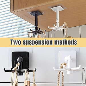 Lakemesure Rotating Folding Hook for Kitchen Utensils, Rotating Folding Hook, Probablei 360° Rotating Folding Hook, Kitchen Utensil Holder 360 Degrees Rotating Folding Hook (White,2pcs)